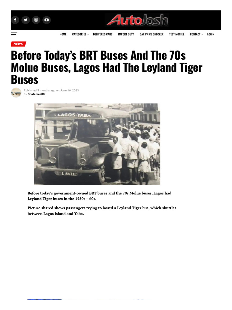 Before Today's BRT Buses and The 70s Molue Buses, Lagos Had The Leyland ...