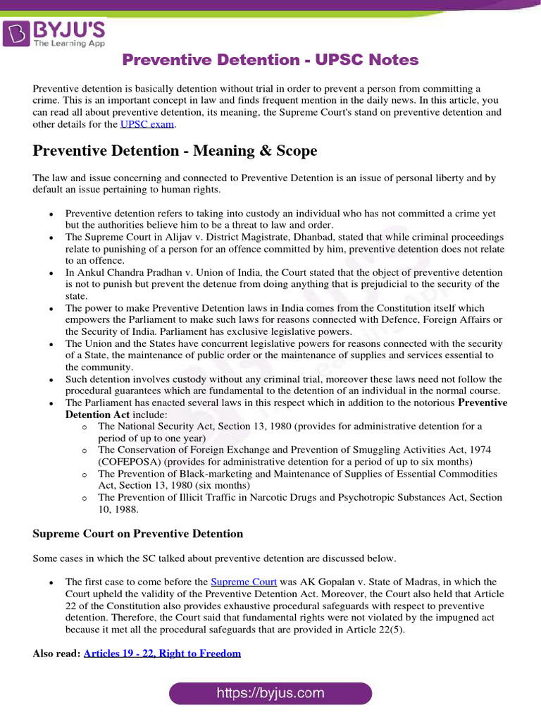 Preventive Detention | PDF | Detention (Imprisonment) | Crimes