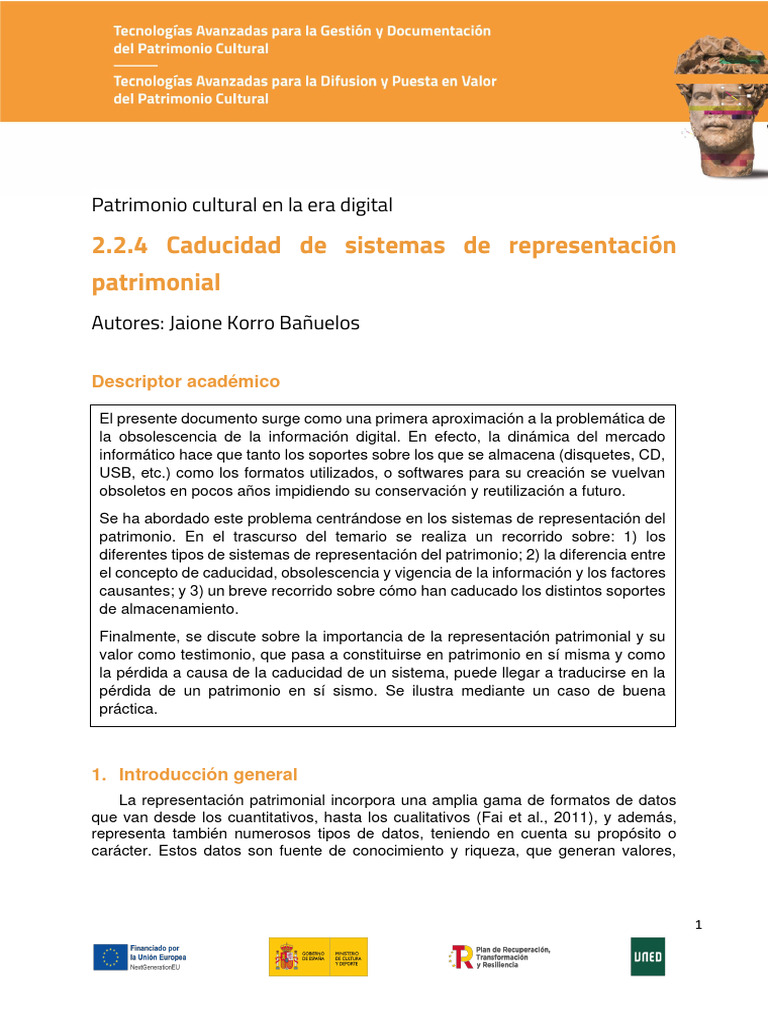 2.2.4.caducidad - Sistm - Represent - Patrim - Jaione Korro | PDF | Disco flexible | Disco compacto