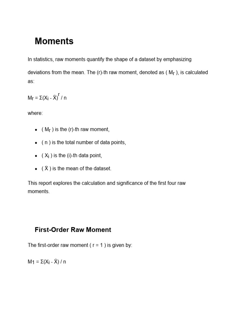 Statistics Moments PDF Standard Deviation Mean