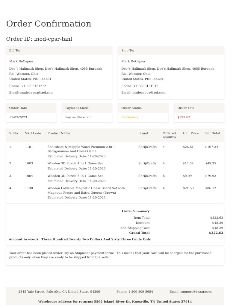 Order Confirmation for Mark DeCapua | PDF | Market (Economics) | Business