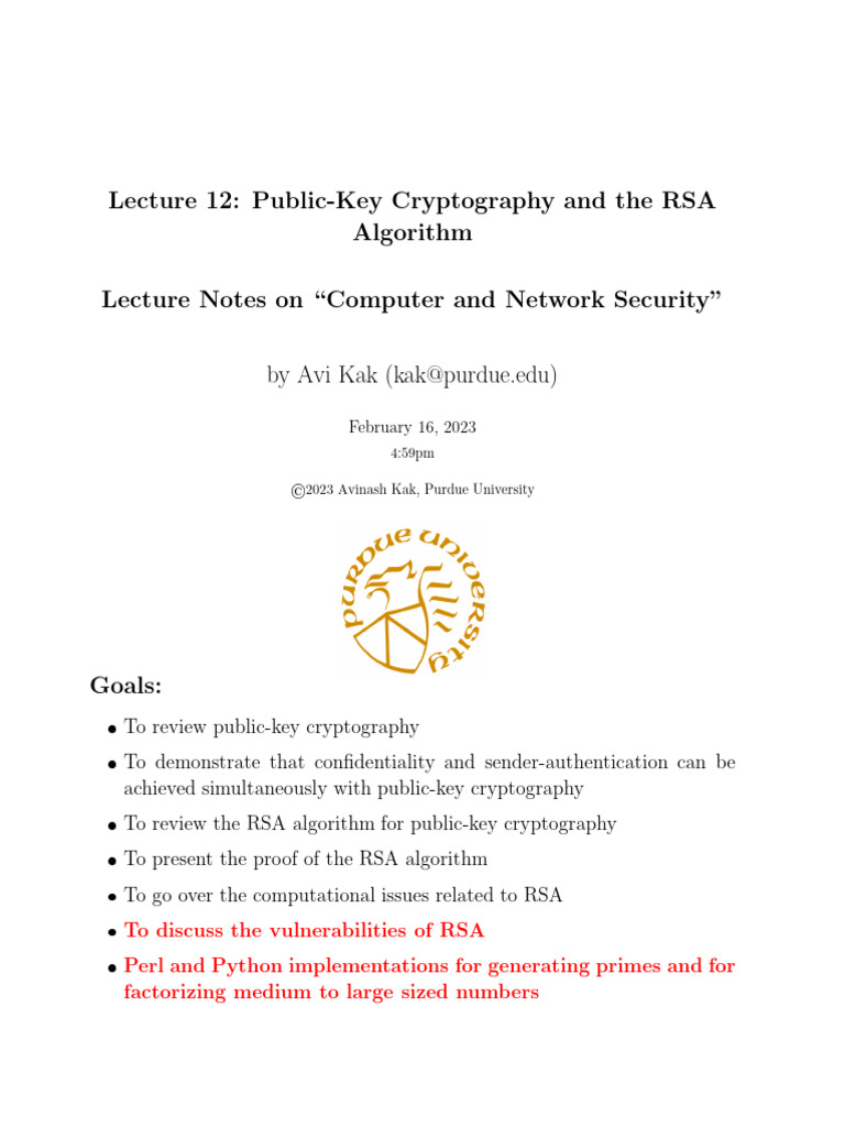 Lecture 12 | PDF | Public Key Cryptography | Cryptography