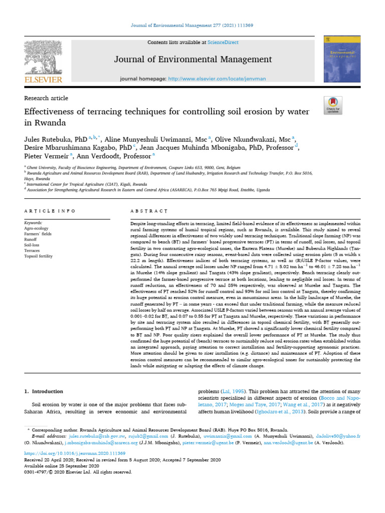 Terracing Techniques Reduce Soil Erosion in Rwanda | PDF | Soil | Erosion