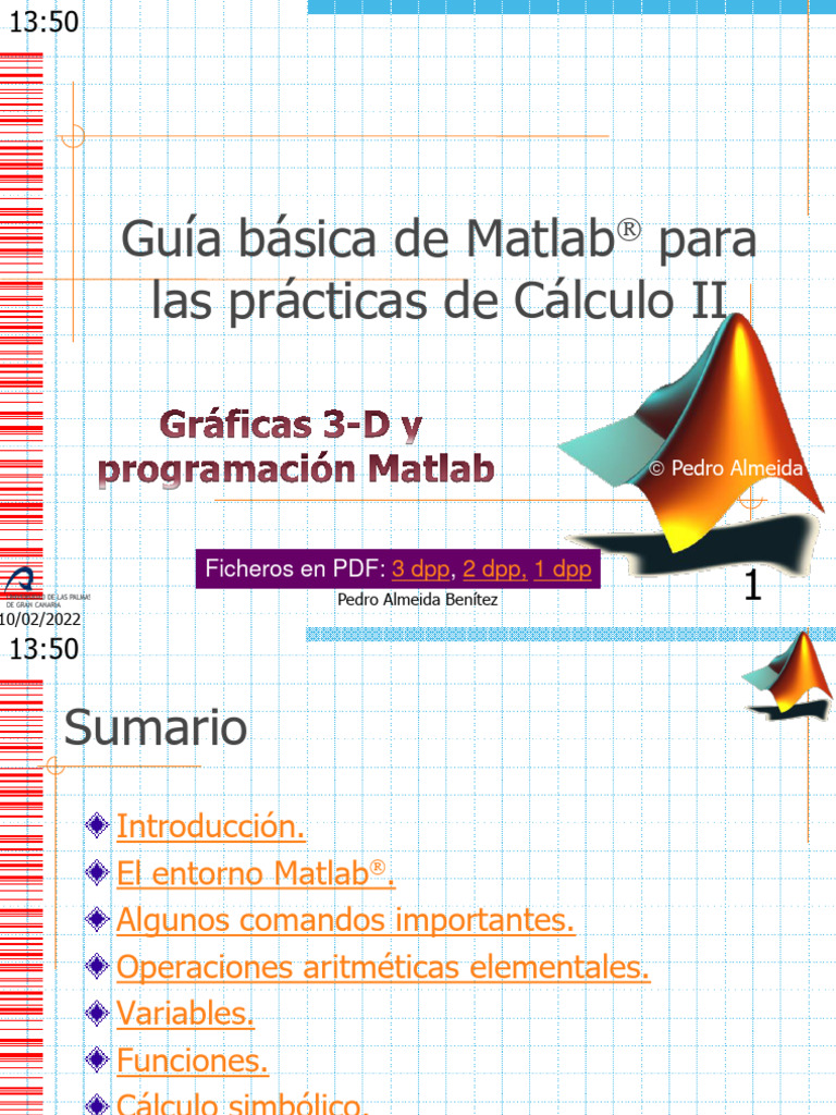 Guía Básica de Matlab para Realizar Las Prácticas de Cálculo II | PDF ...