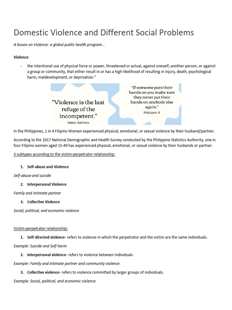 Domestic Violence and Different Social Problems | PDF | Violence ...