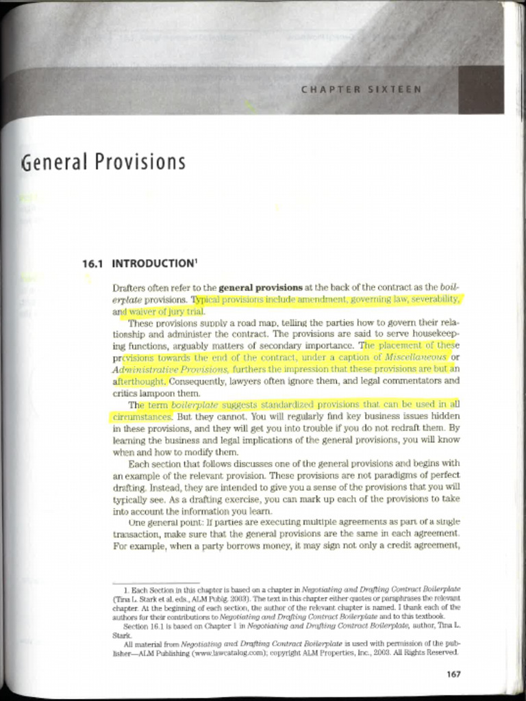 General Provisions - Boilerplate | PDF