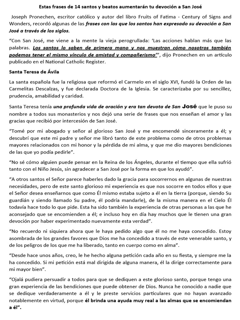 Estas Frases de 14 Santos y Beatos Aumentarán Tu Devoción A San José ...