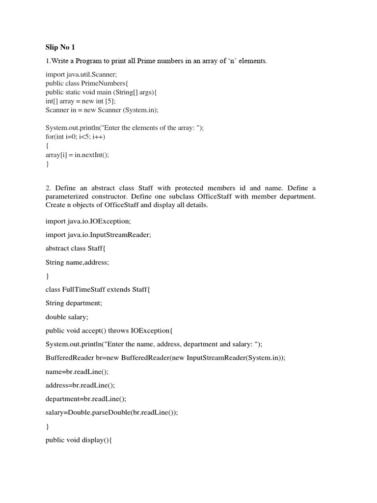 Java Slip Solution | PDF | Image Scanner | Software Development