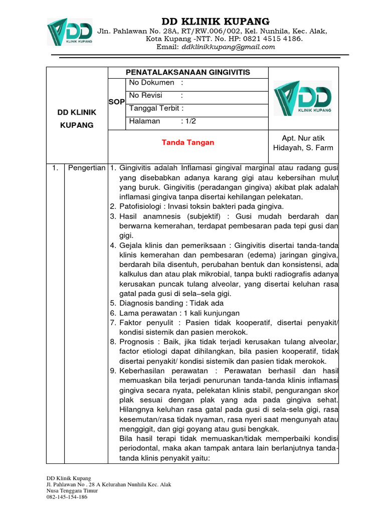 SOP Gingivitis | PDF