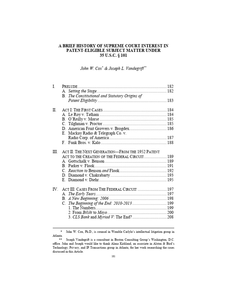 Supreme Court's Patent Eligibility History | PDF | Patent Law ...