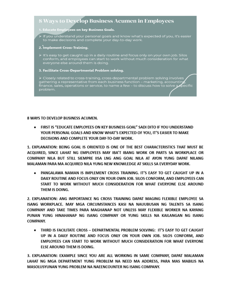 Developing Business Acumen Strategies | PDF | Business