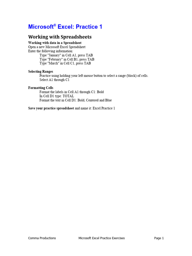 EXCEL Practice Activities | PDF | Microsoft Excel | Spreadsheet