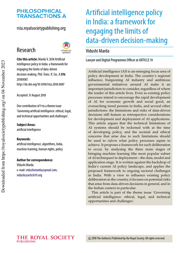 AI Policy Framework for India | PDF | Artificial Intelligence ...