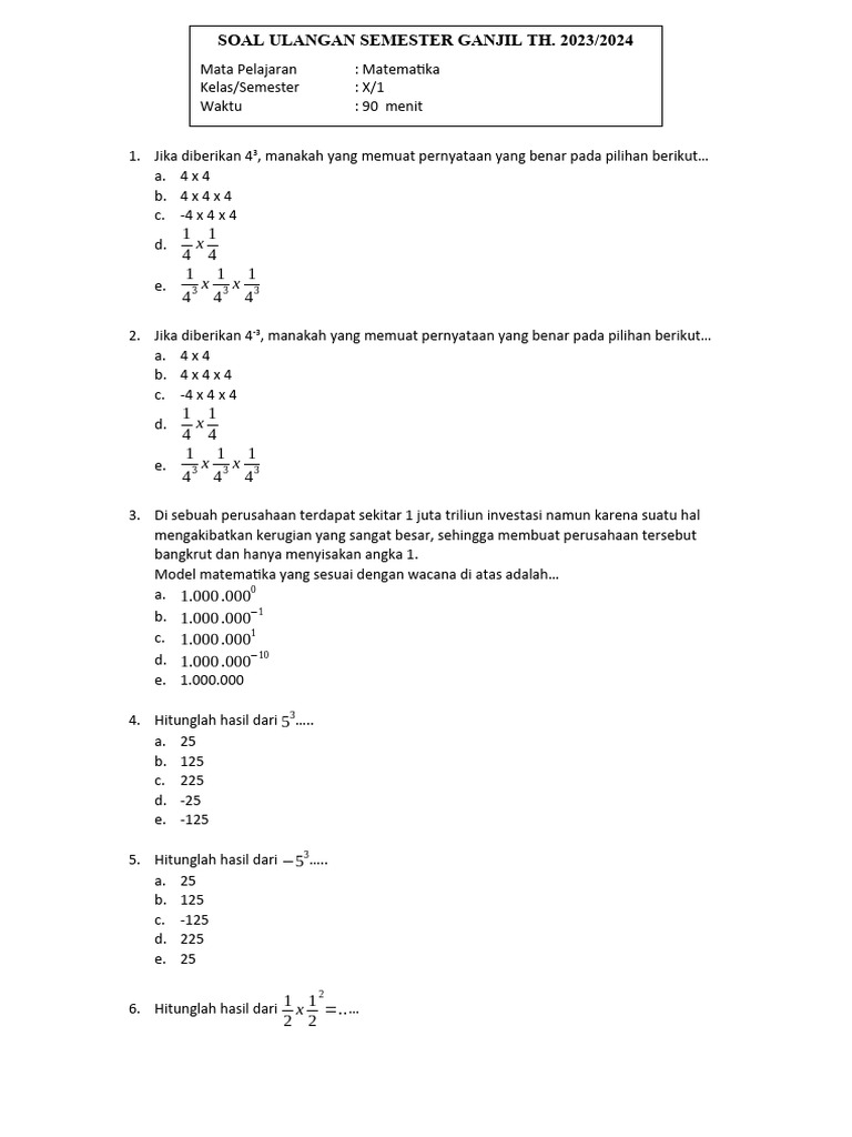 Soal Ulangan Semster Ganjil Kels X Kumer | PDF | Metode & Bahan Ajar | Griya & Taman