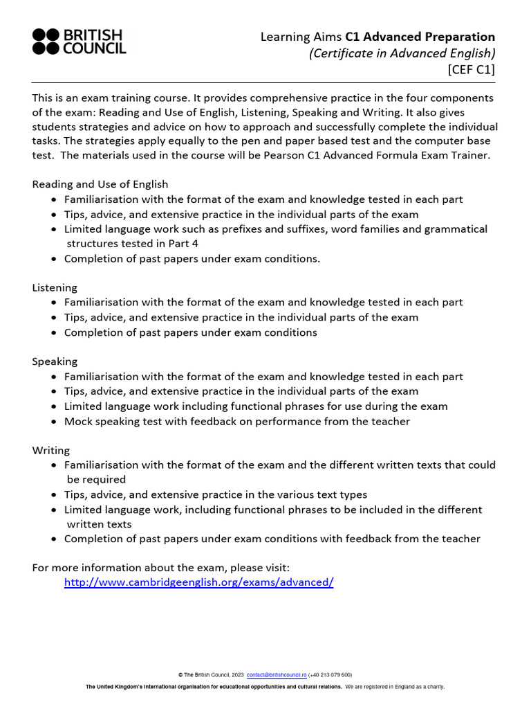 c1 Advanced Preparation | PDF