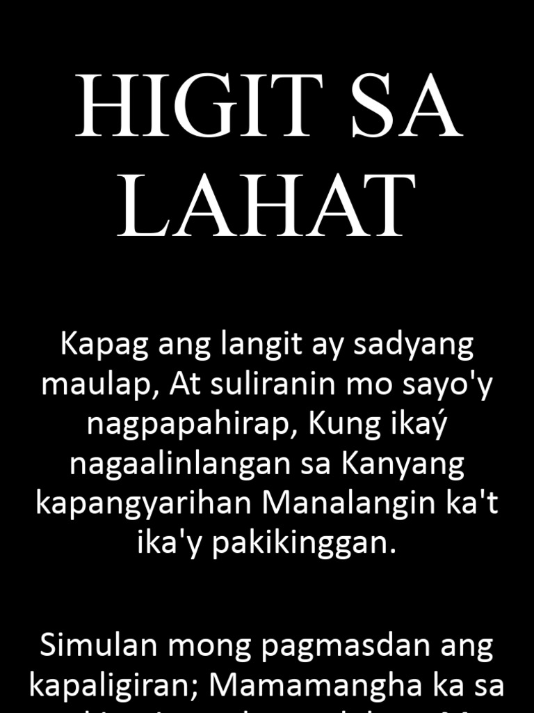 Higit Sa Lahat Lyrics | PDF
