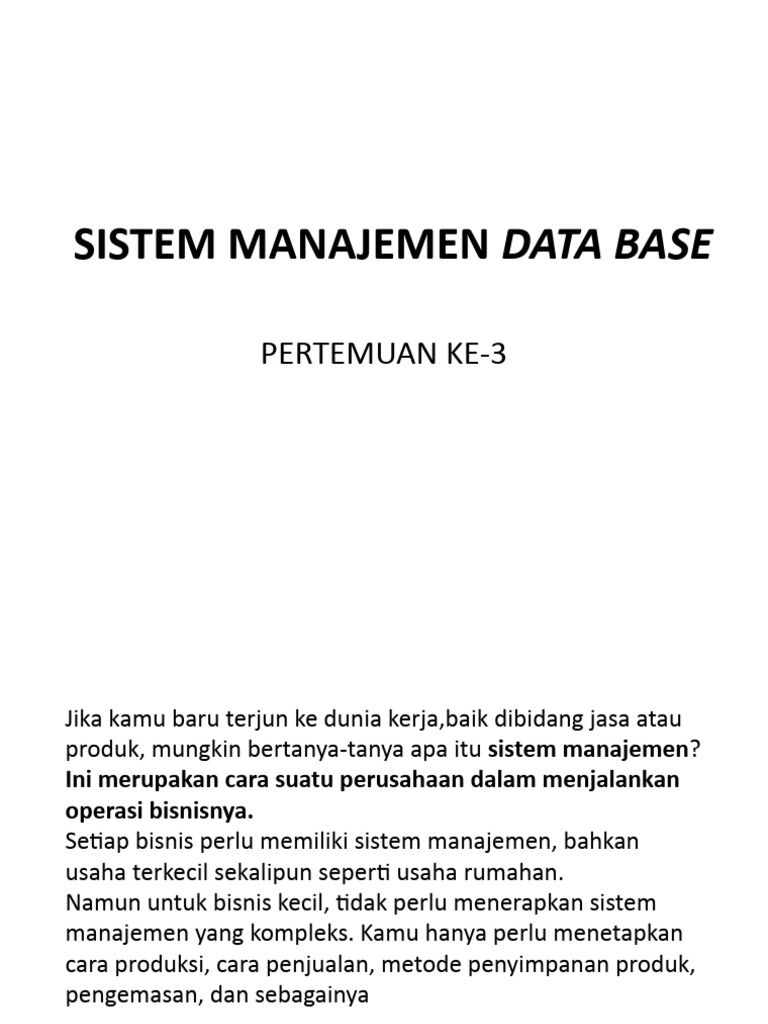 3.sistem Manajemen Data Base | PDF
