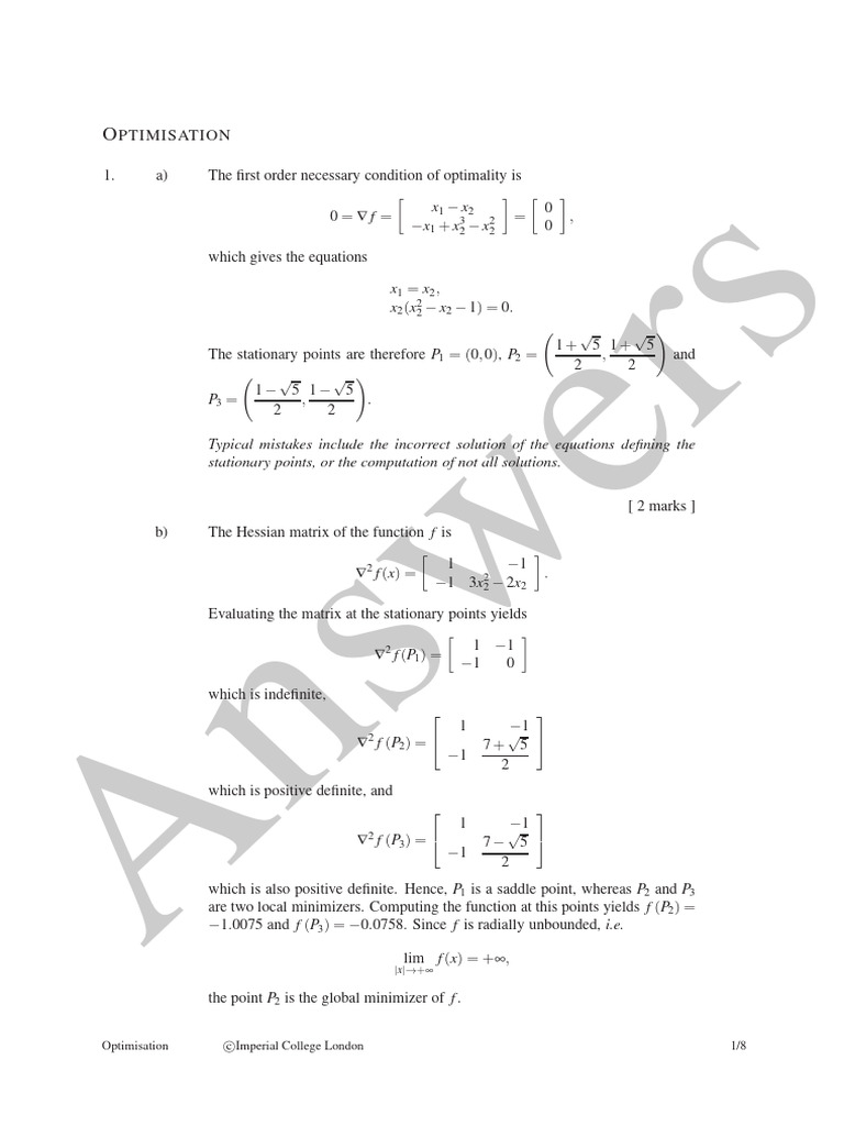 EE4 29-Optimization 2017 Sols | PDF | Mathematical Optimization ... EE4 29-Optimization 2017 Sols | PDF | Mathematical Optimization ...