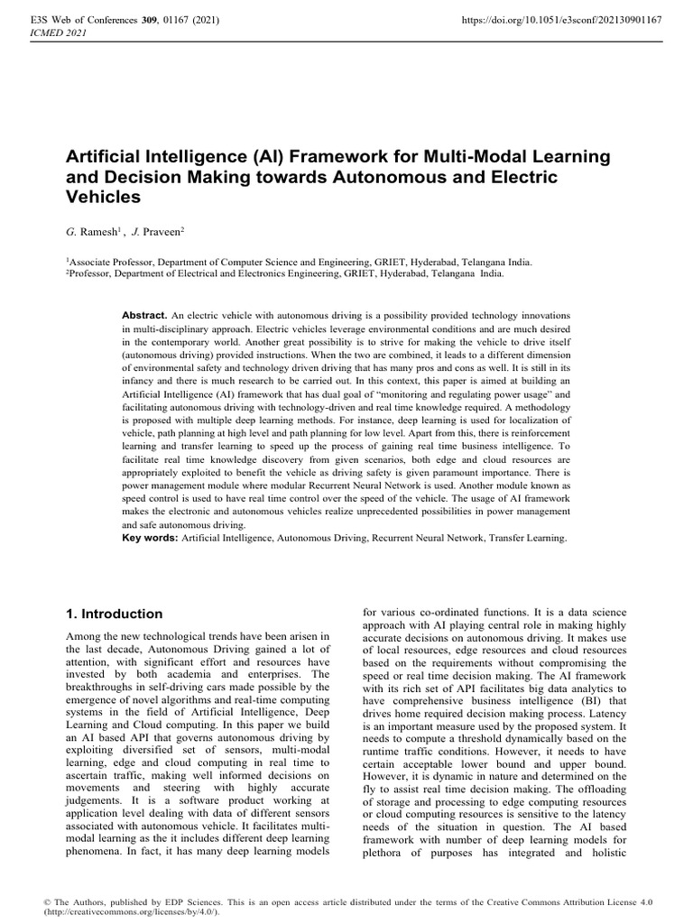 Artificial Intelligence AI Framework For Multi-Mod | PDF | Artificial ...