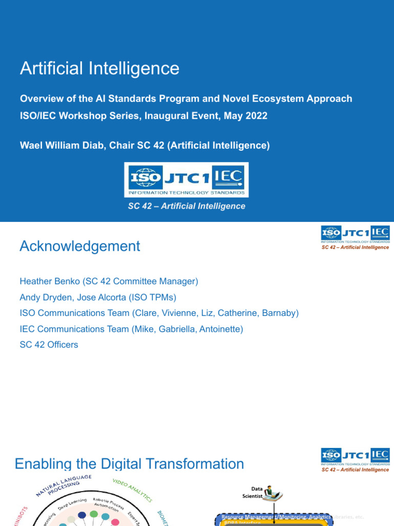 03 09 Wael Overview of ISO IEC AI For ISO IEC AI Workshop 0522 Rev 28 3 | PDF | Artificial ...