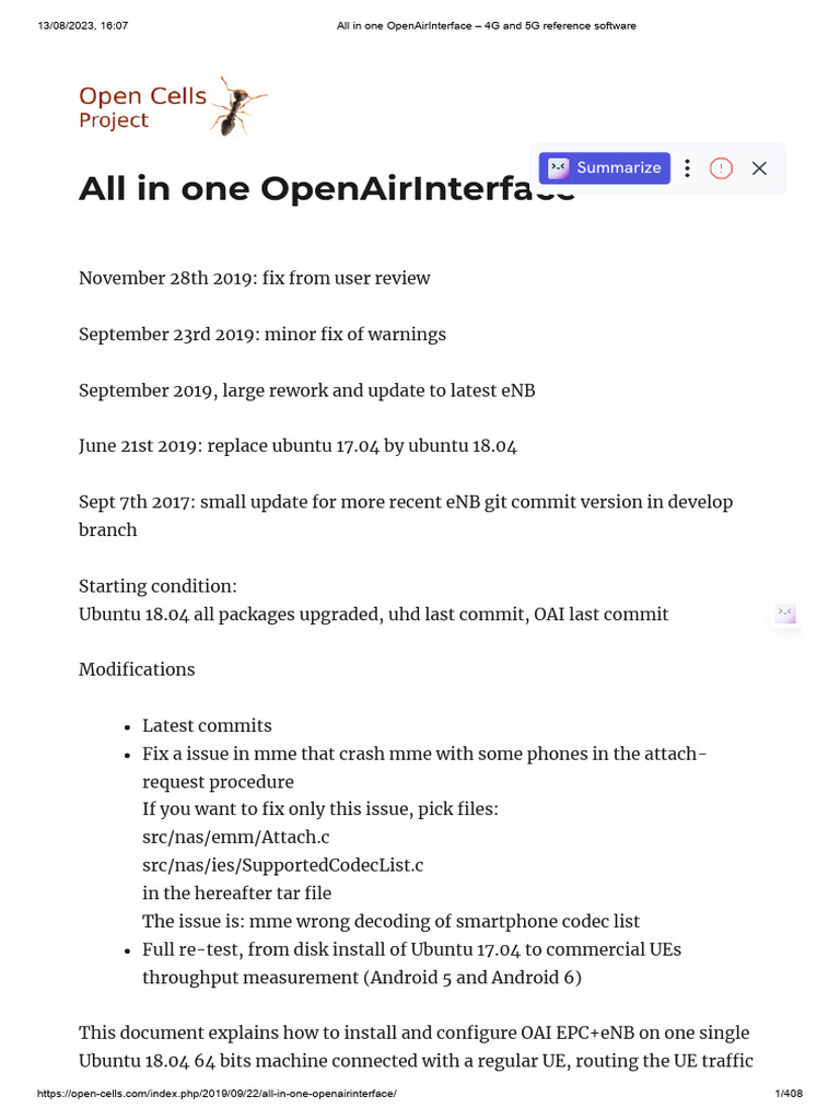 All in One OpenAirInterface - 4G and 5G Reference Software | PDF ...