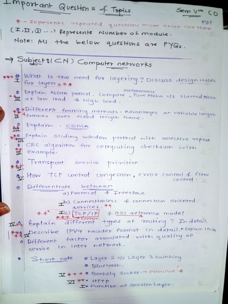 CN Important questions (1) | PDF