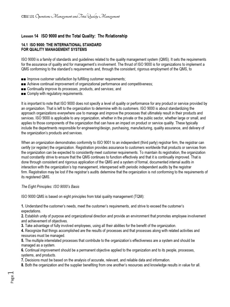 Chapter 14 | PDF | Iso 9000 | Quality Management System Chapter 14 | PDF | Iso 9000 | Quality Management System