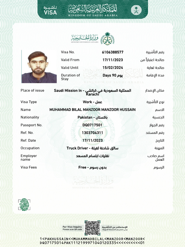 Saudi Work Visa for Pakistani Nationals | PDF