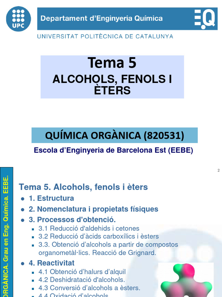 Tema 5 Alcohols Fenols Eters EEBE PROVISIO | PDF