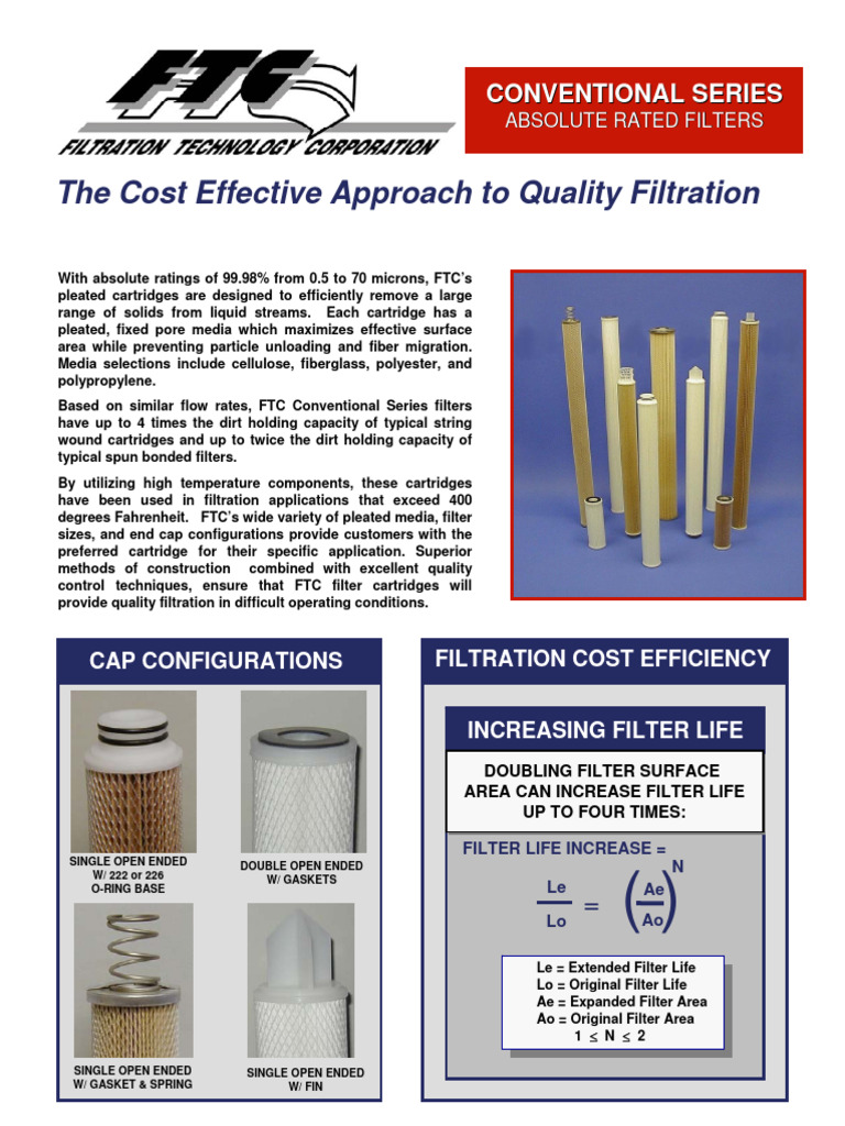 Standard Pleated Filter Cartridges | PDF | Filtration | Physical Sciences