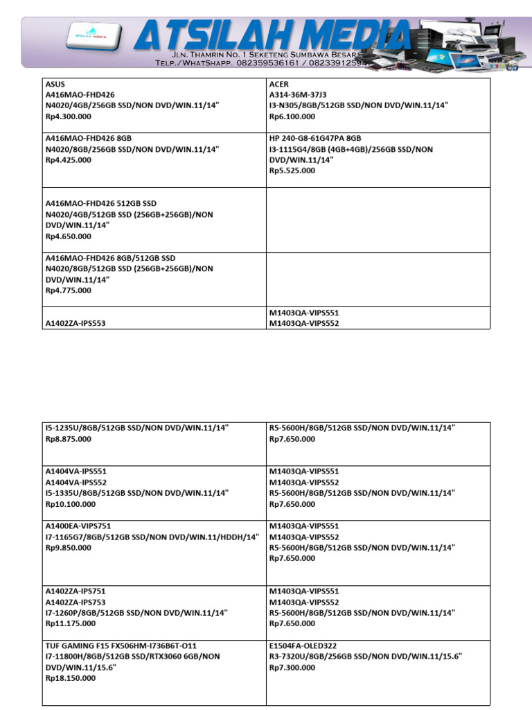 Brosur Data | PDF | Computer Hardware | Personal Computers