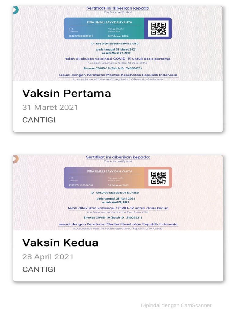 Sertifikat Vaksin | PDF
