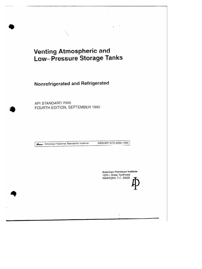 Venting Atmospheric and Low Pressure Storage Tanks | PDF