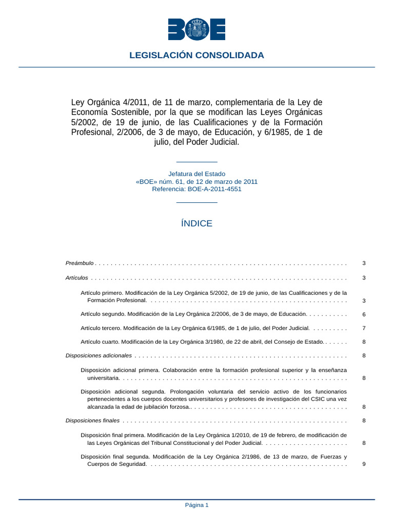BOE A 2011 4551 Consolidado | PDF | Desarrollo profesional | Gobierno