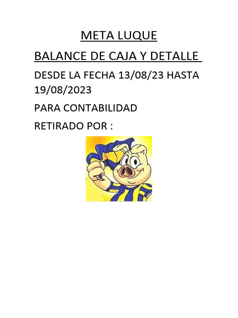 Memo de Balance y Detalle de Caja | PDF