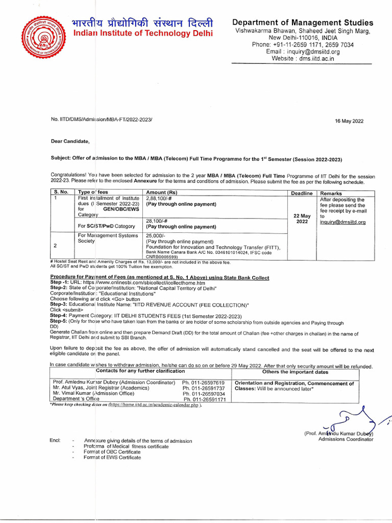 General Offer Letter MBA MBA Telecom 2022 - 0001 | PDF
