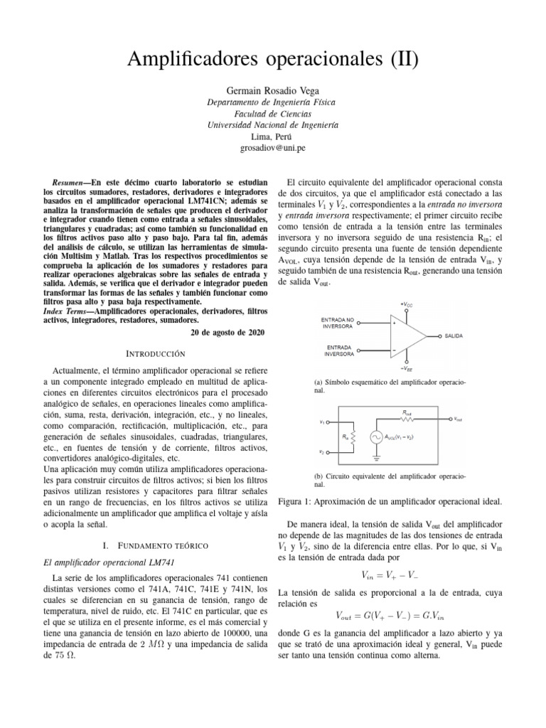 Amplificadores Operacionales II | PDF | Amplificador operacional | Filtro electronico
