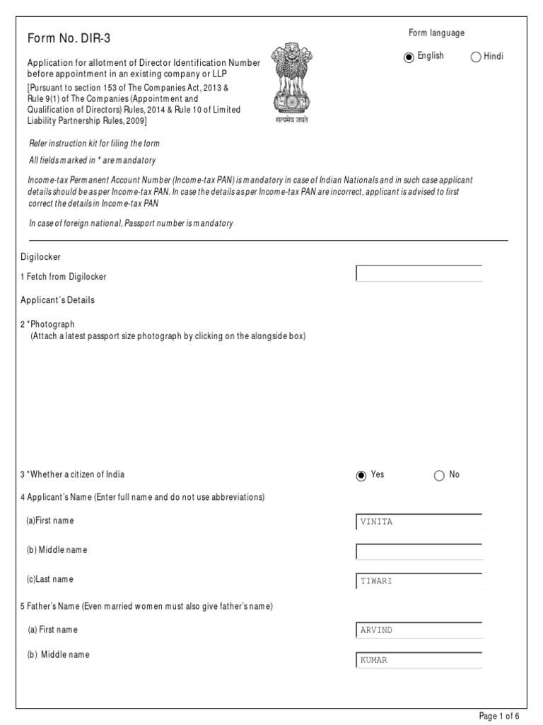 Dir 3 Form | PDF | Identity Document | Justice