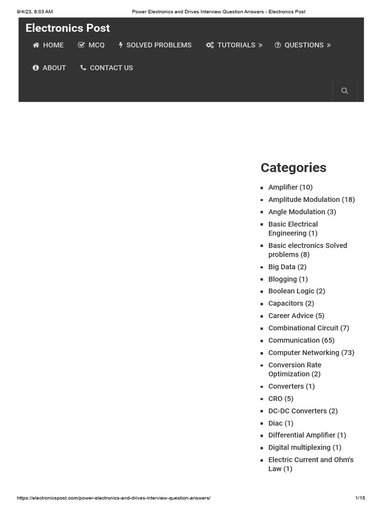 Power Electronics and Drives Interview Question Answers - Electronics Post | PDF | Power ...
