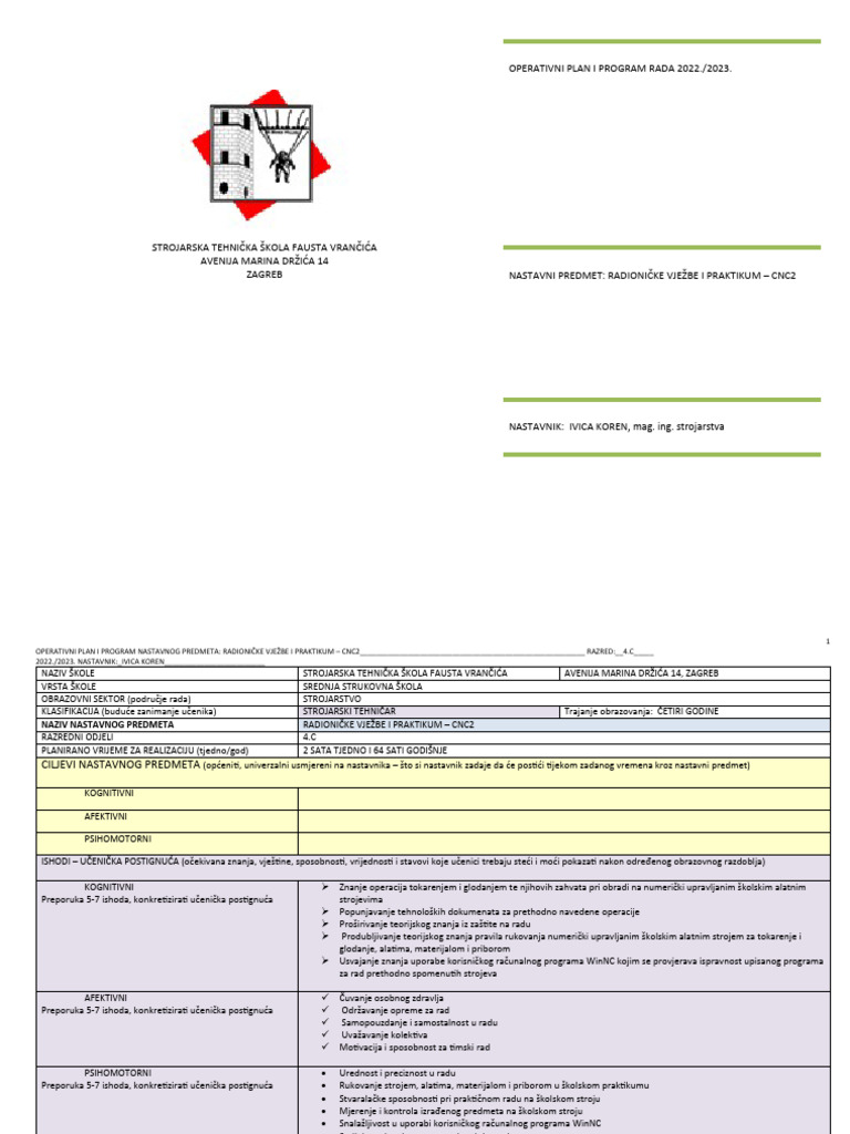 Radioniičke Vježbe I Praktikum - Cnc2, 4c | PDF
