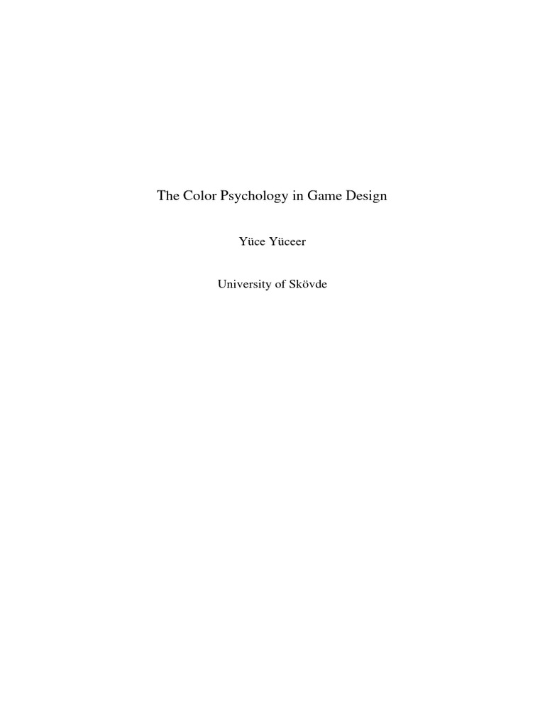 Color Psychology in Game Design | PDF | Experience | Color