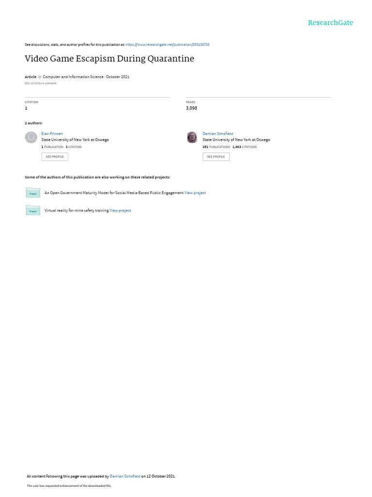 Video Game Escapism During Quarantine | PDF | Video Games | Video Game ...