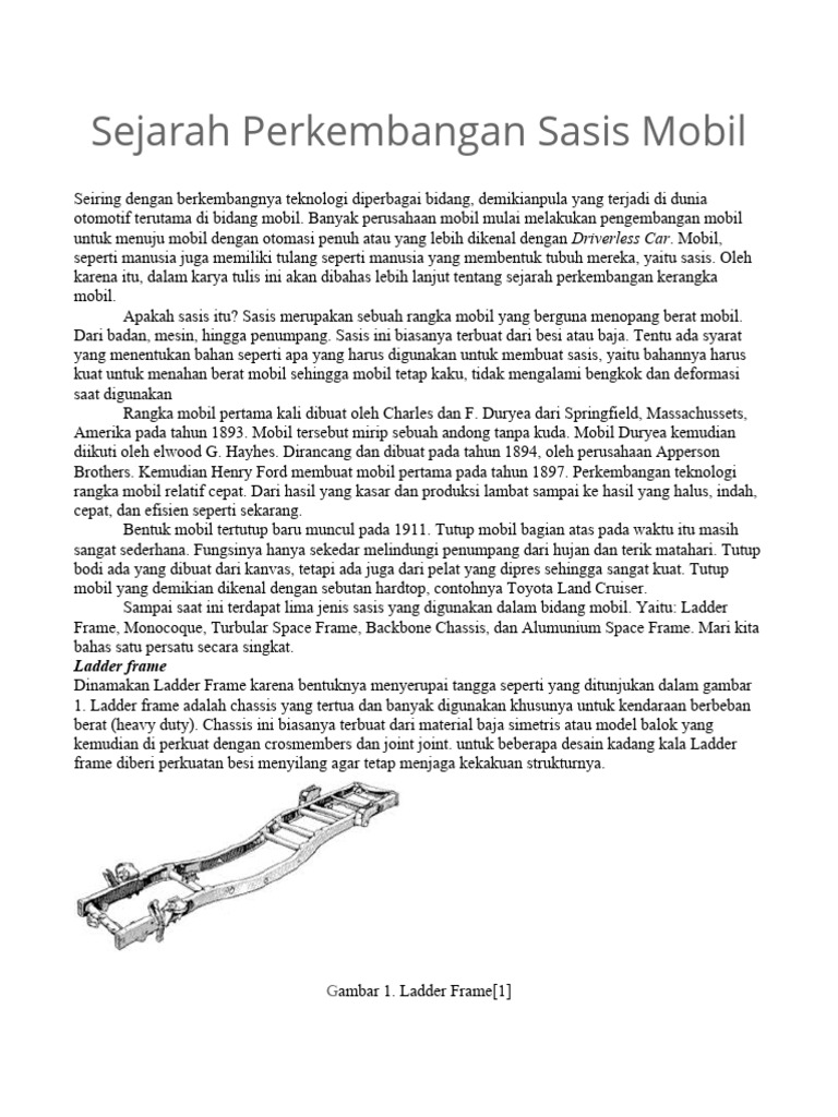 Sejarah dan Jenis Sasis Mobil | PDF