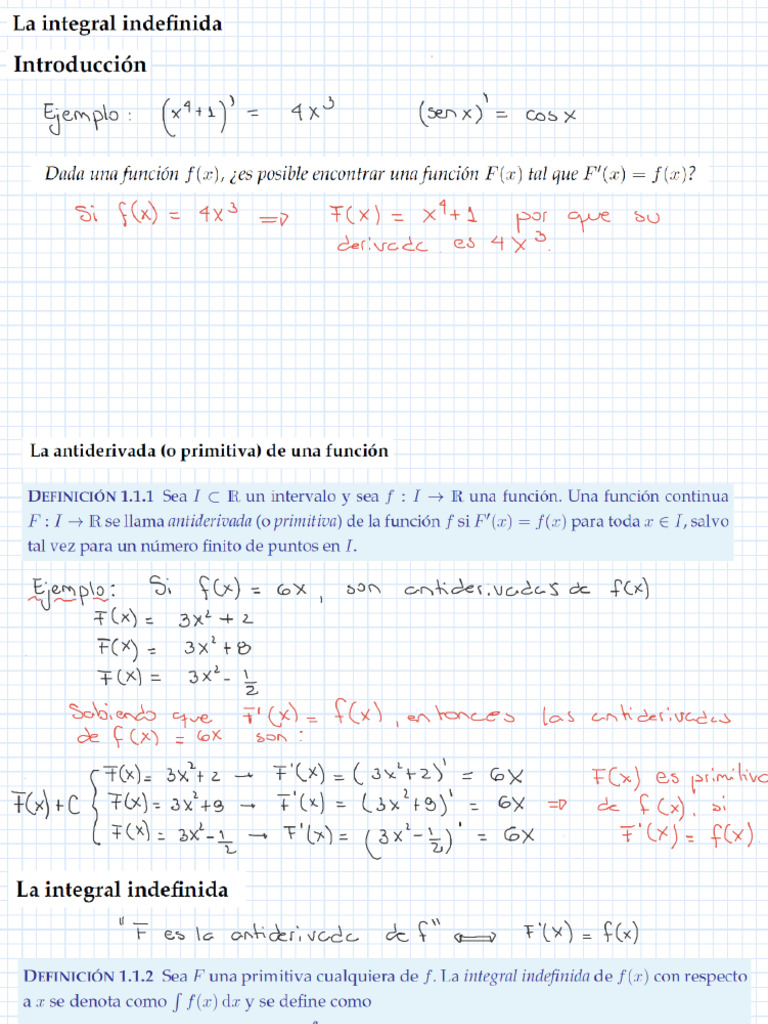 NOTAS - CLASES GRABADAS - Integral Definida. Integral Indefinida | PDF
