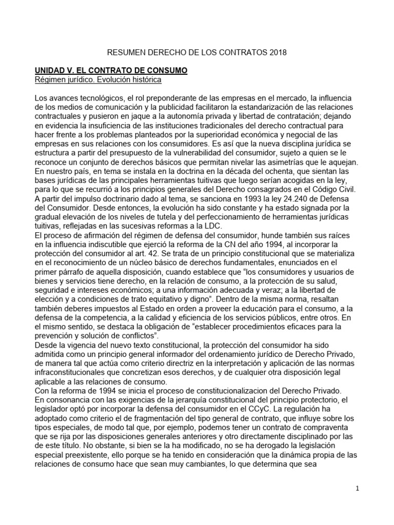 Resumen Contratos-2 | PDF | Protección al Consumidor | Los consumidores