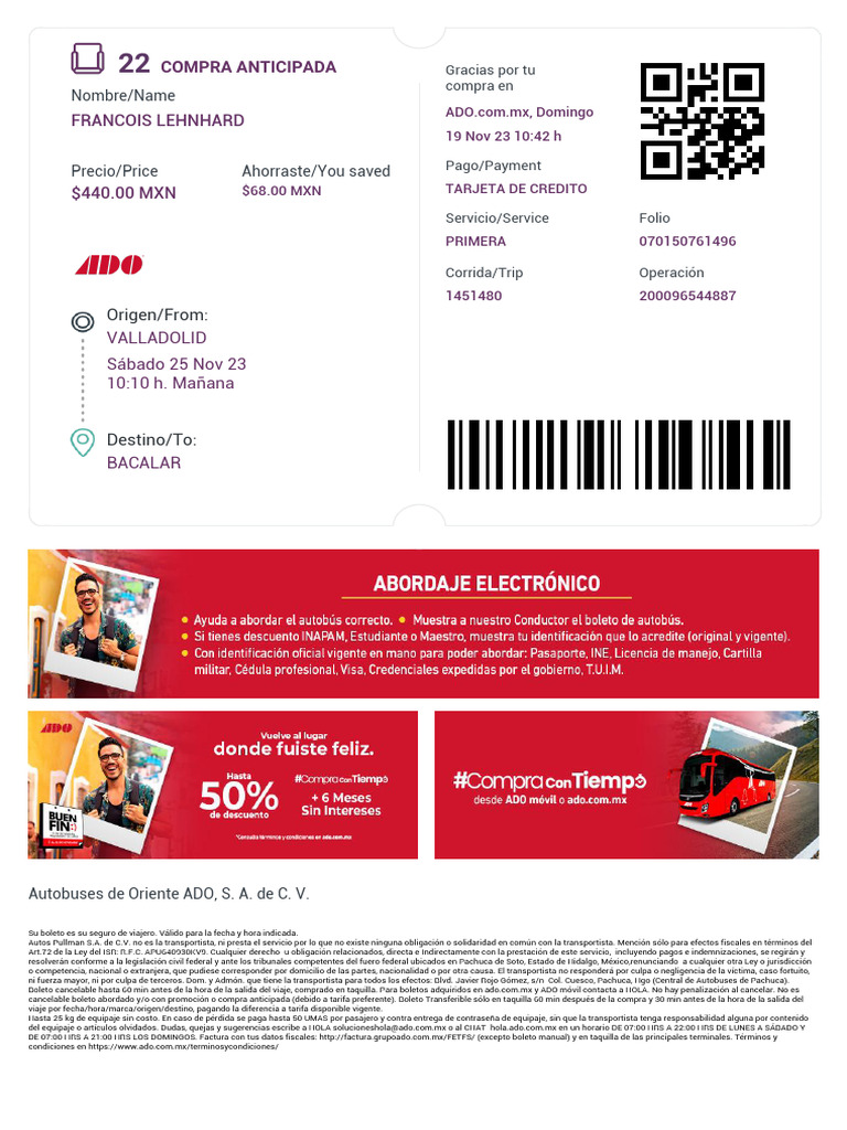 Tu Boleto ADO | PDF