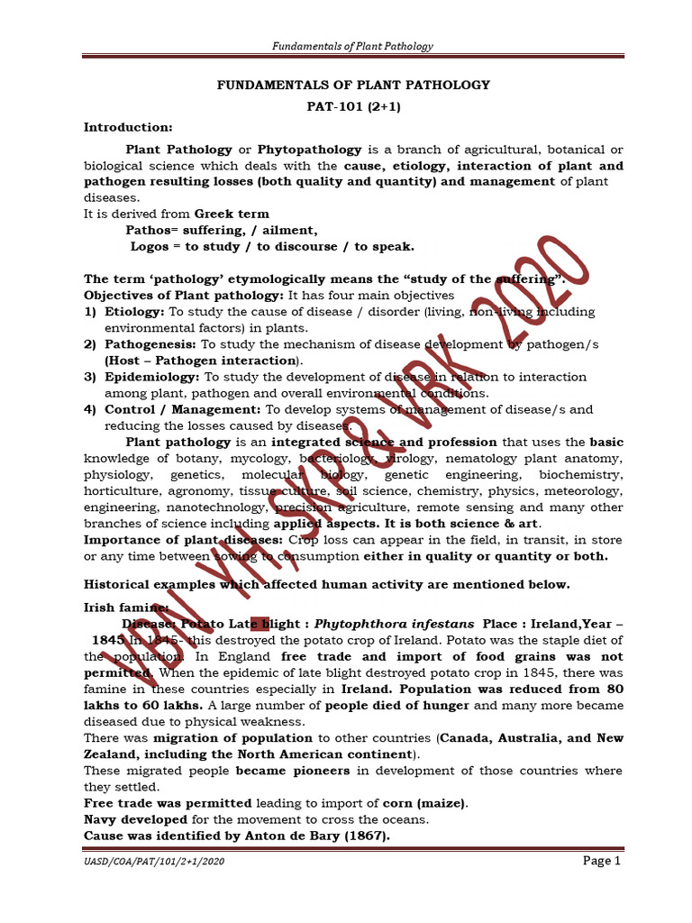 PAT-101-Fundamentals of Plant Pathology | PDF | Plant Pathology ...