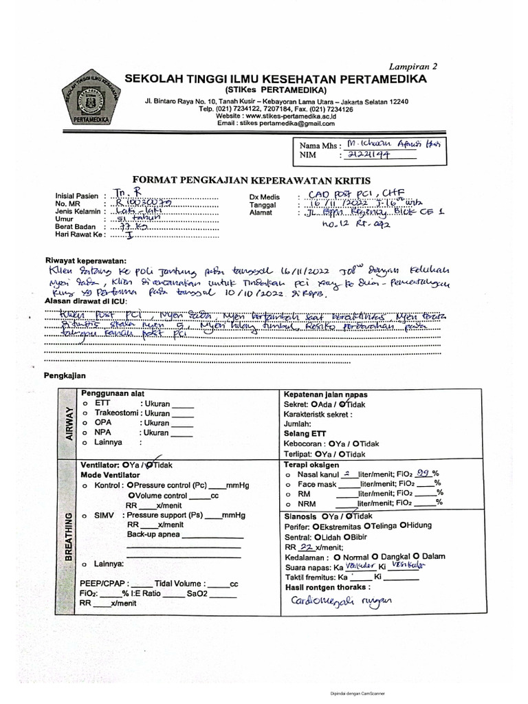 Askep Kritis Cad Post Pci | PDF