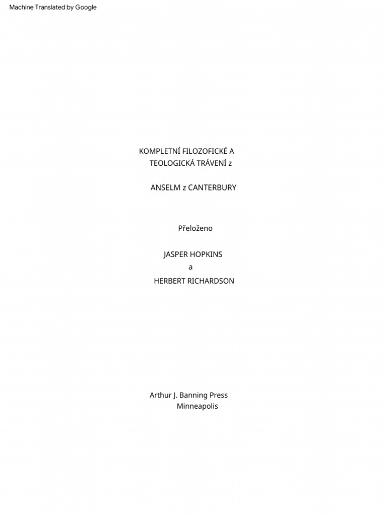 Anselm Z Canterbury Proslogion | PDF