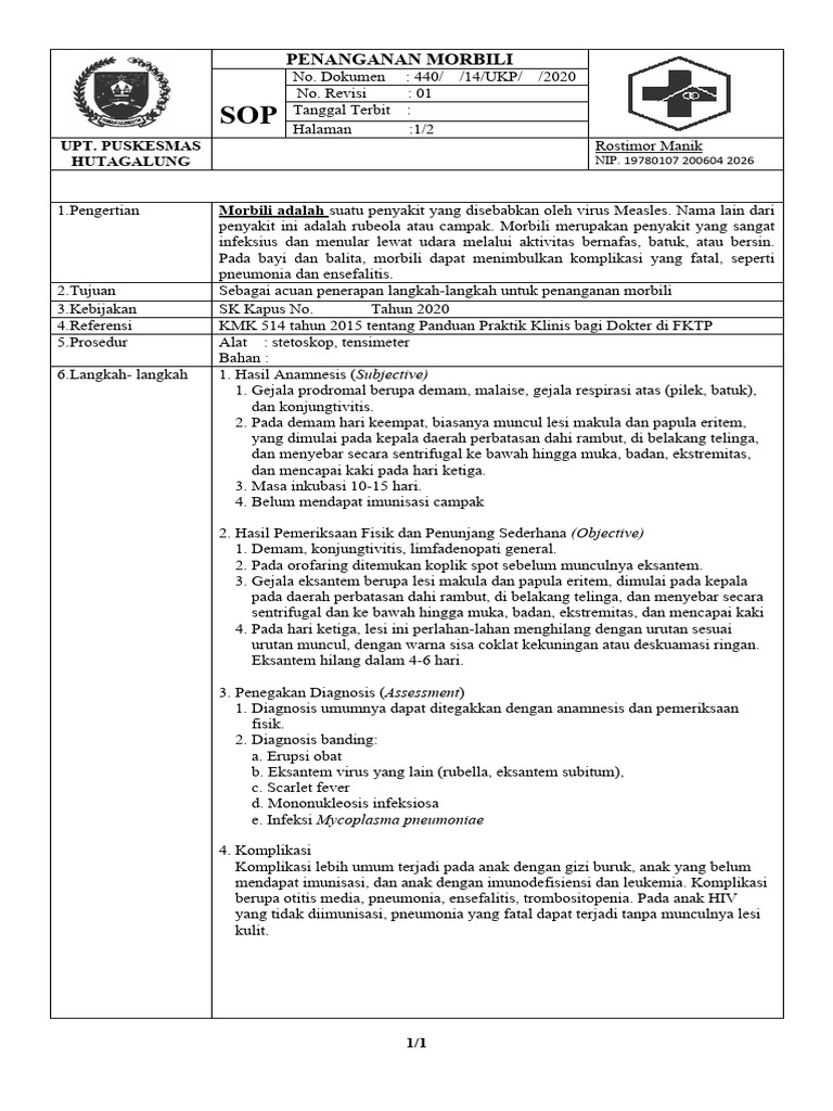 Sop Penanganan Morbili | PDF | Pengembangan Diri | Kesehatan Holistik